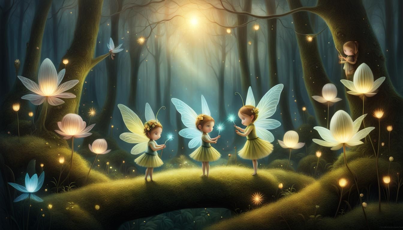 Fairies in an enchanting forest - AI Generated Artwork - NightCafe Creator