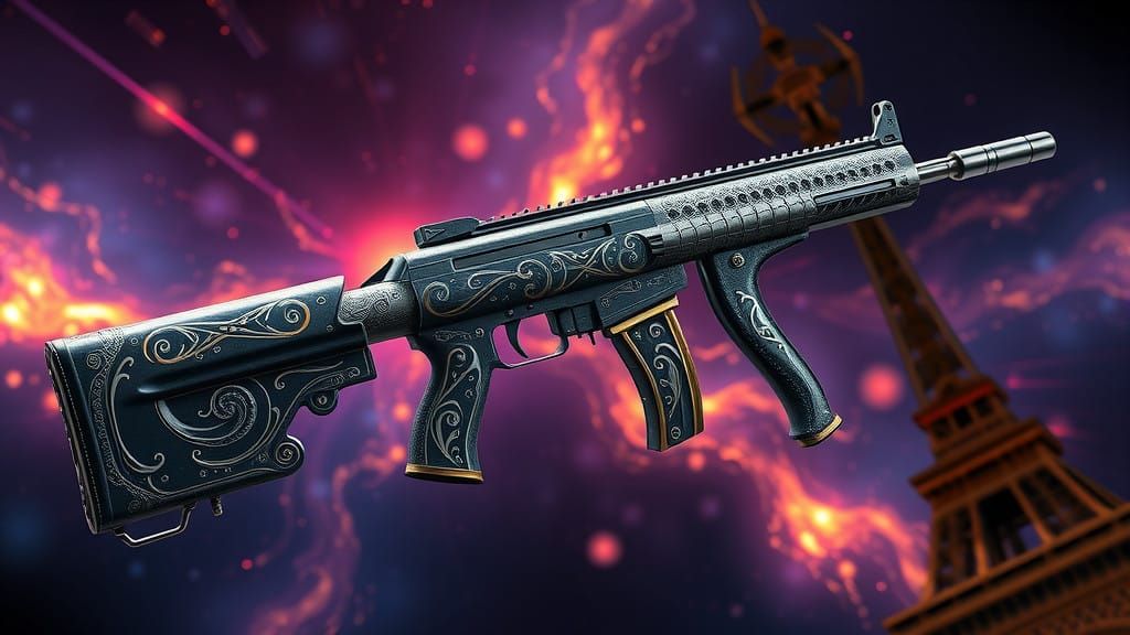 Ethereal Cosmic Rifle in Cyberpunk Style - AI Art