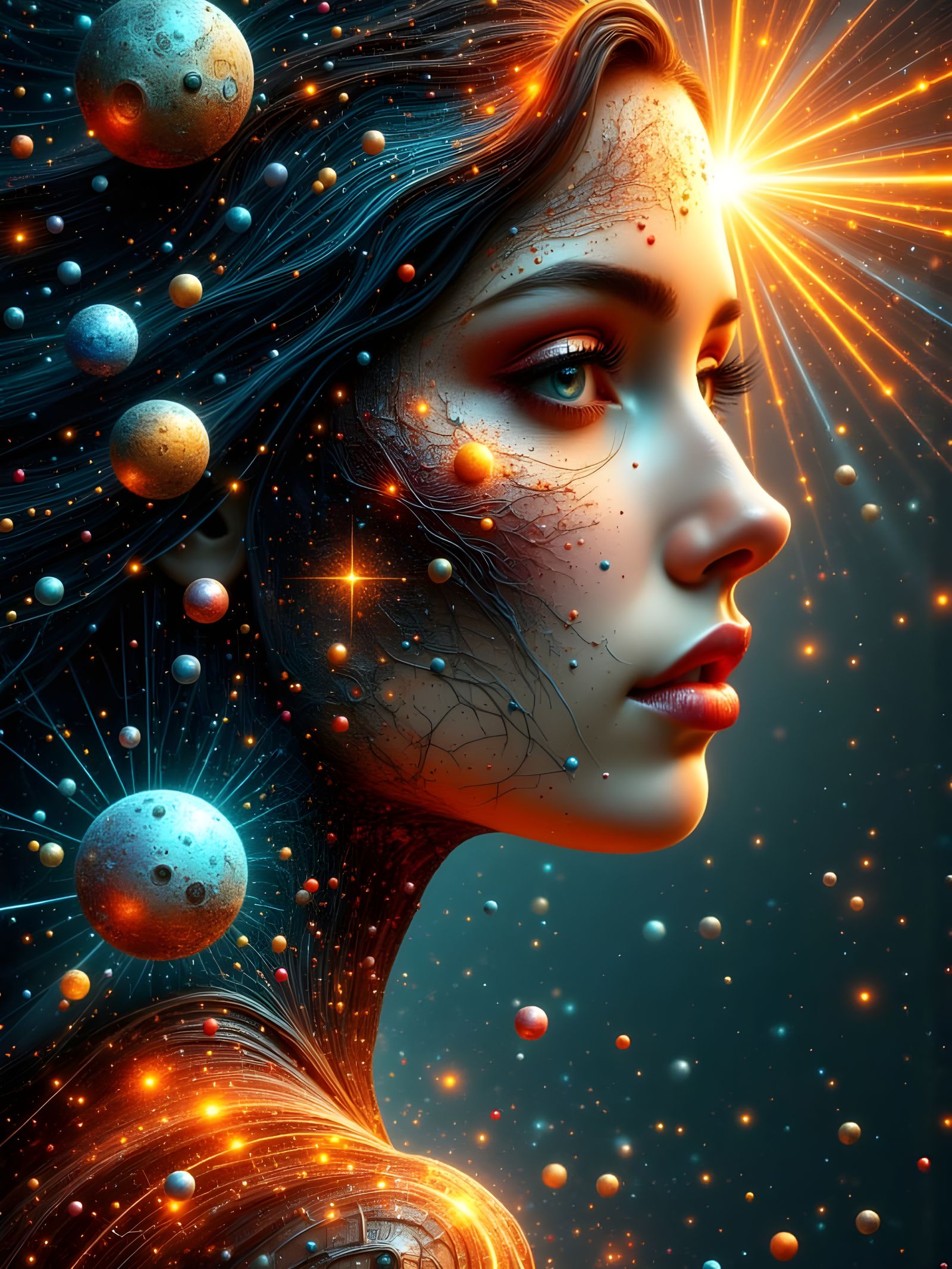 A cyber-glam styled fantasy photo shoot of an ethereal feminine ...