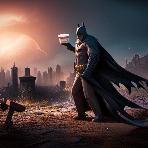 Batman fighting Sweet Tooth in cemetery - AI Generated Artwork ...