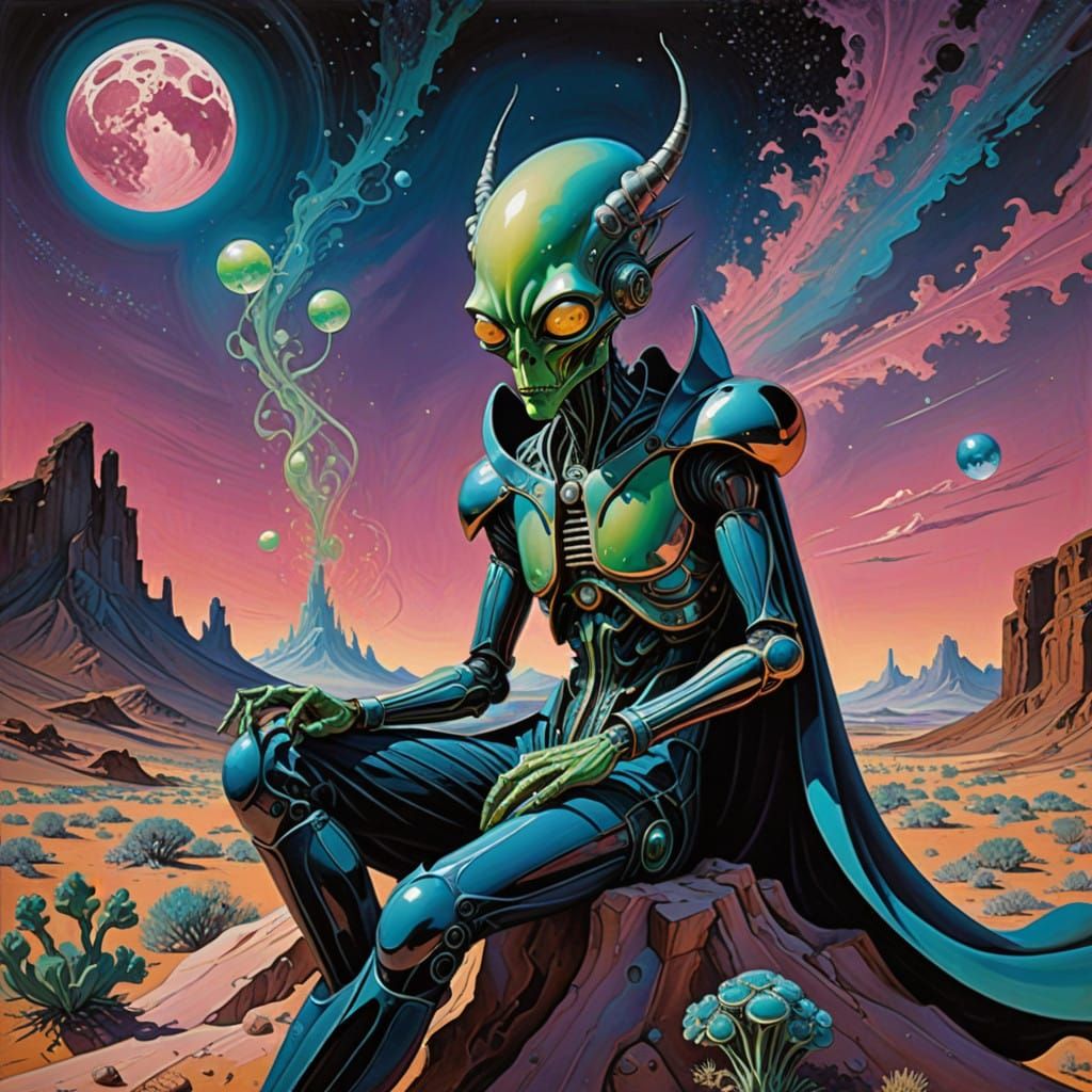 Surreal Alien Musician in Cubist Style - AI Art