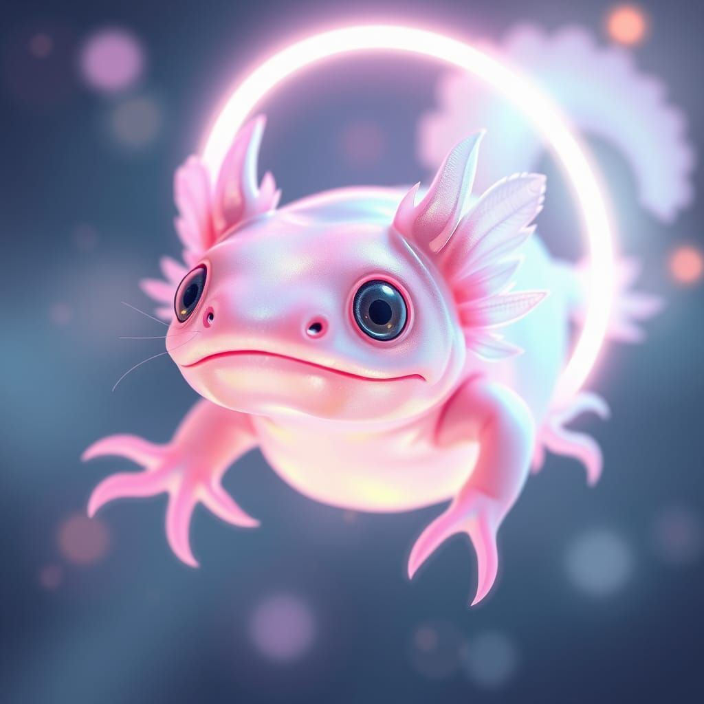 really cute axolotl that is neon - Pastel Axolotl in Neon Dr...