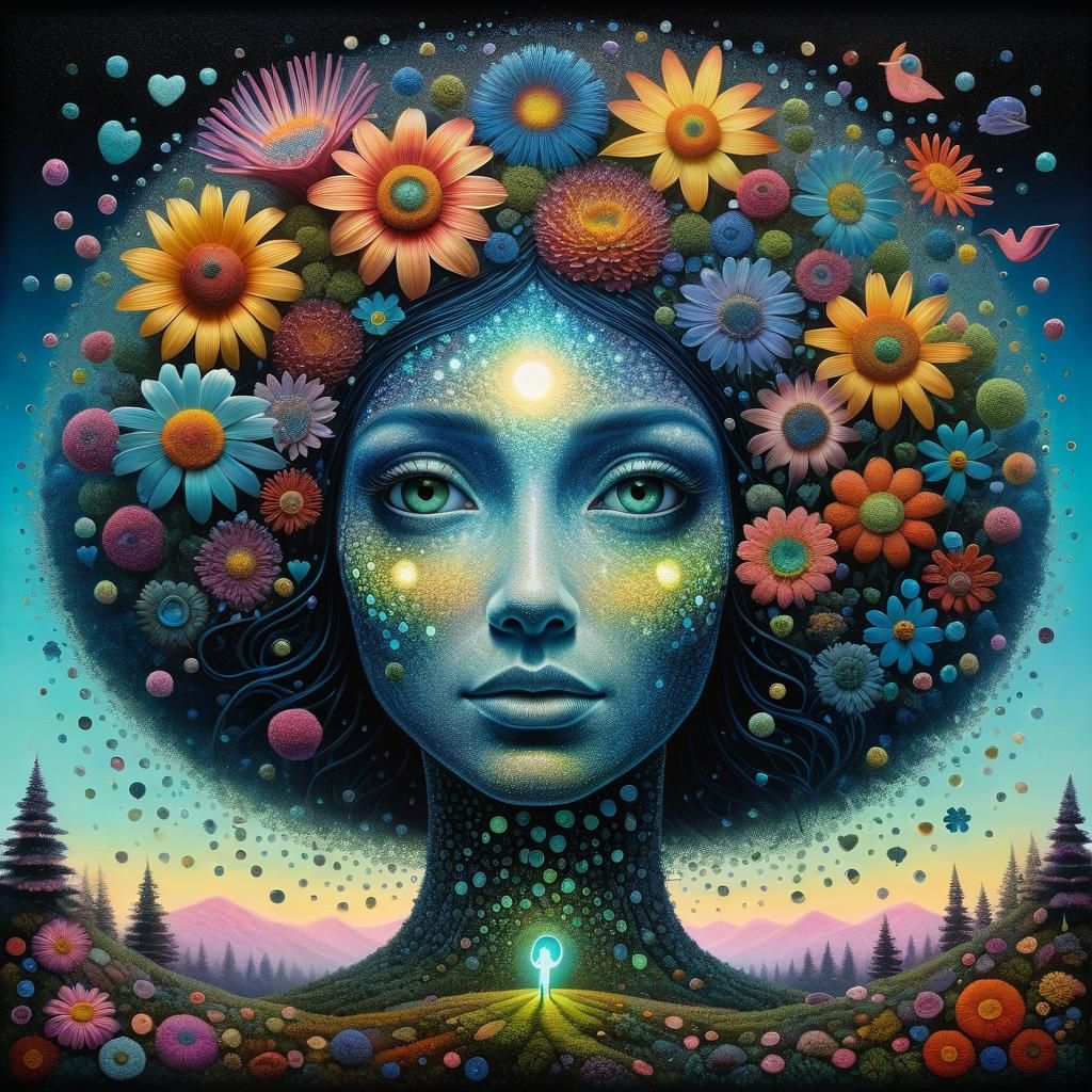 otherworldly hippy Girl - Ethereal Hippy Goddess in Neon Blo...