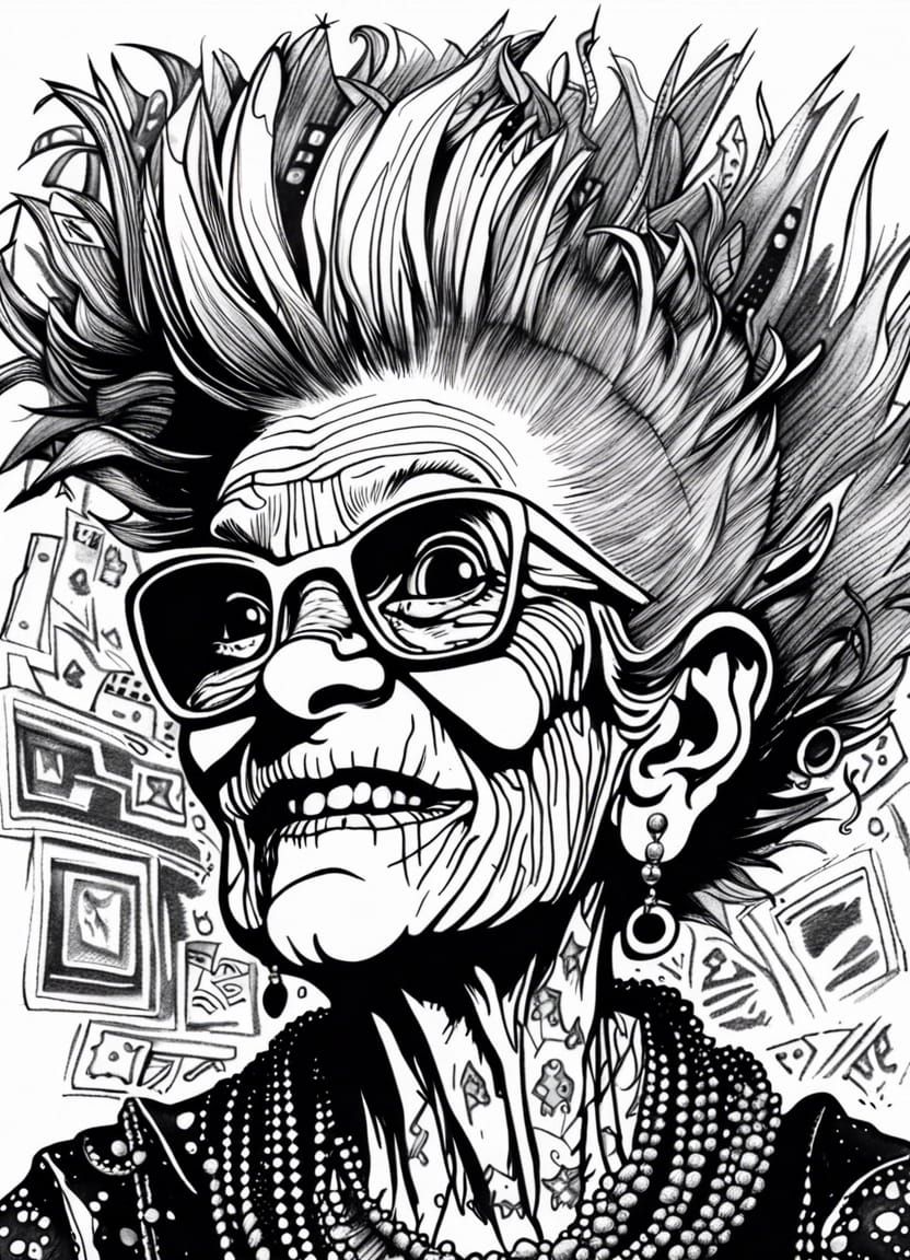Punk Rock Grandma - AI Generated Artwork - NightCafe Creator