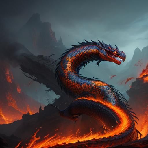 fire snake attacking - AI Generated Artwork - NightCafe Creator