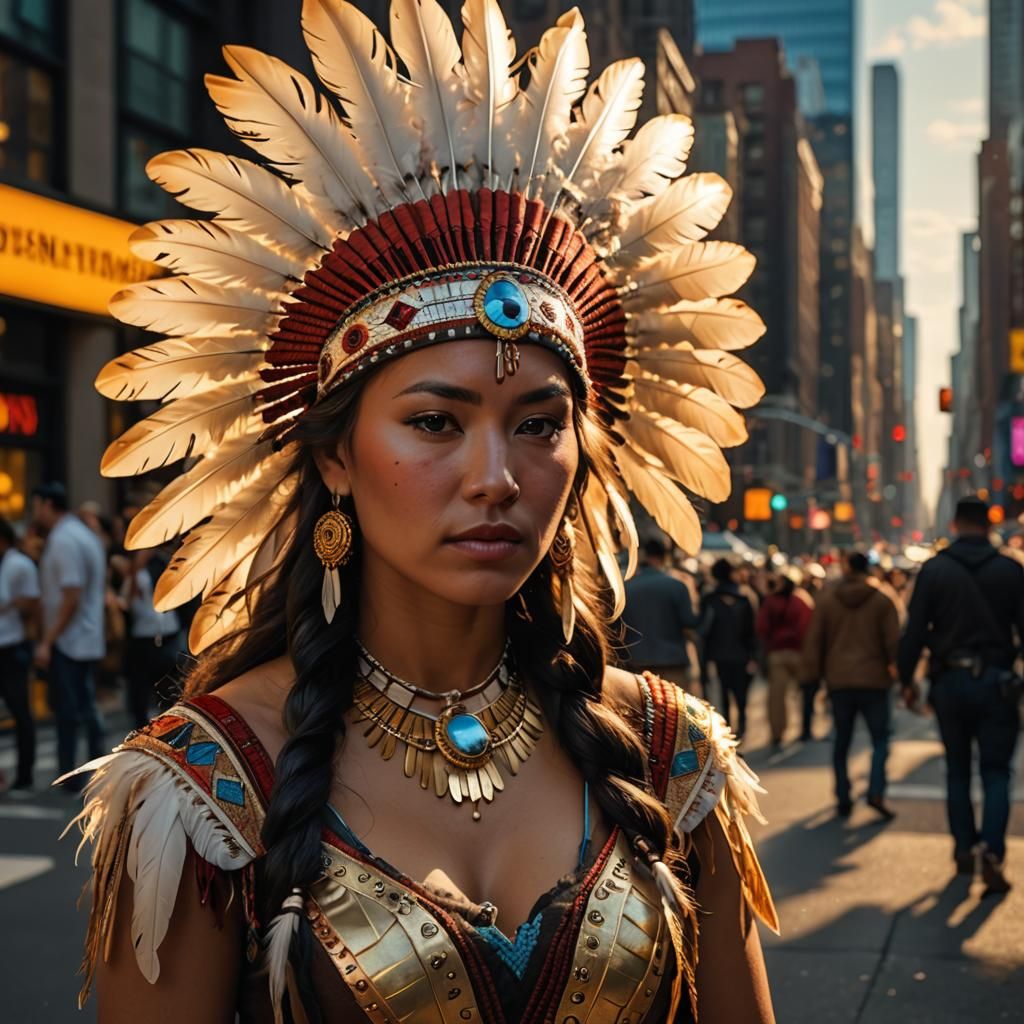 Native american princess in modern day New York City - AI Generated ...