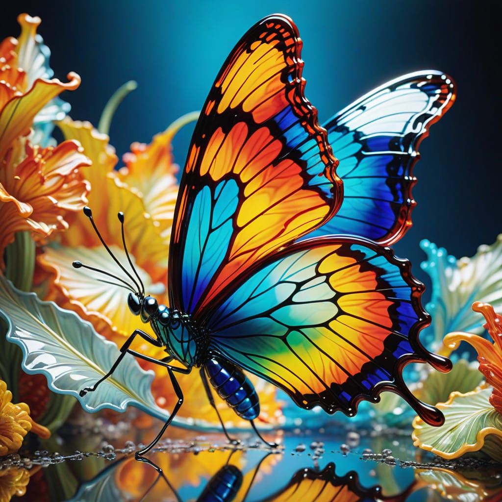 Buterfly in the style of Dale Chihuly