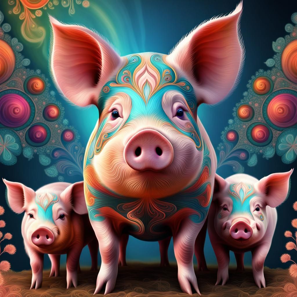 Fractal artwork with adorable pigs - AI Generated Artwork - NightCafe ...