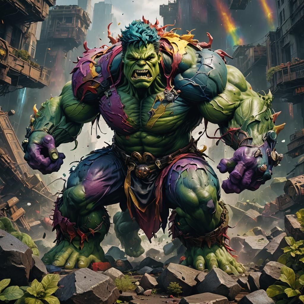 Rainbow Hulk - AI Generated Artwork - NightCafe Creator