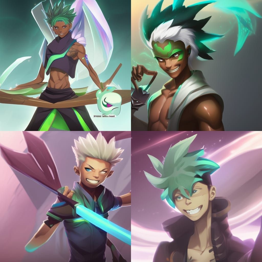 Ekko from Riot Games MMO League of legends smiling toward the picture ...