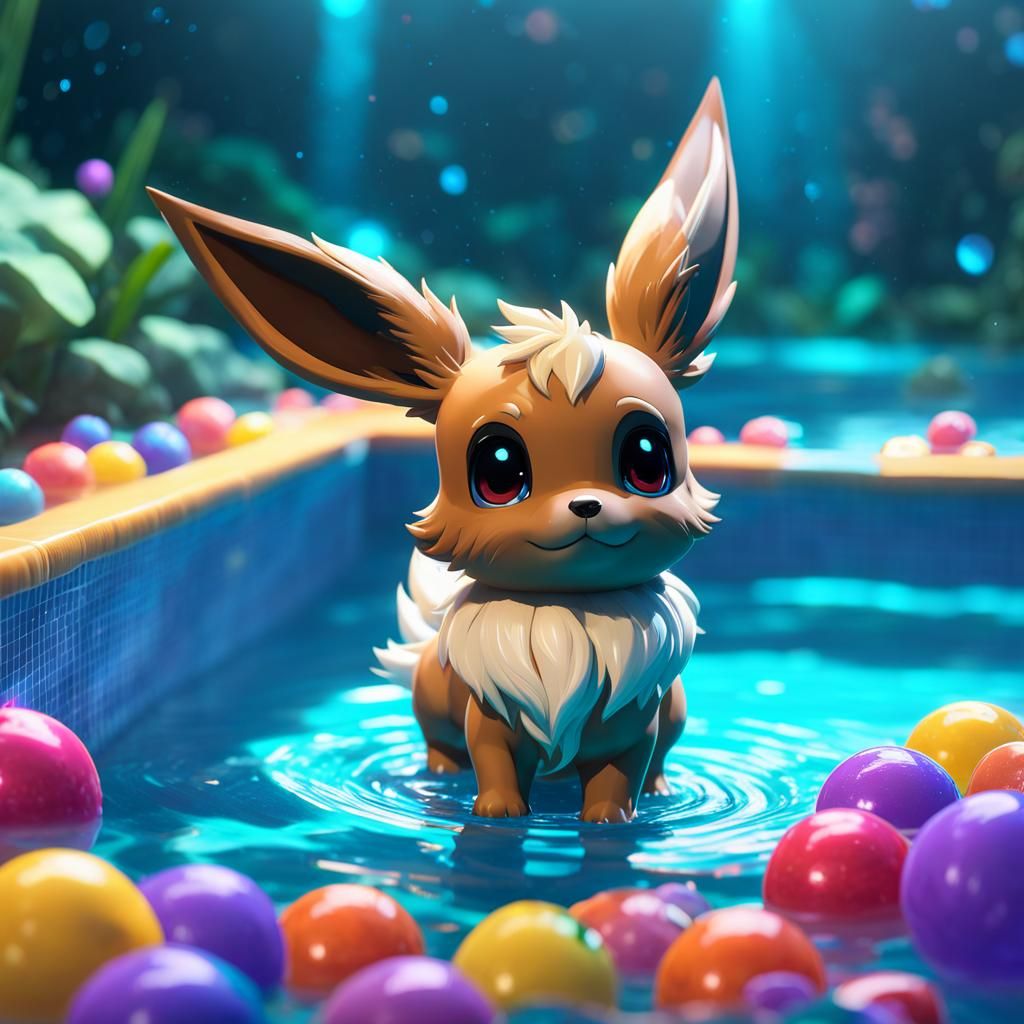 Eevee in the swimming pool - AI Generated Artwork - NightCafe Creator