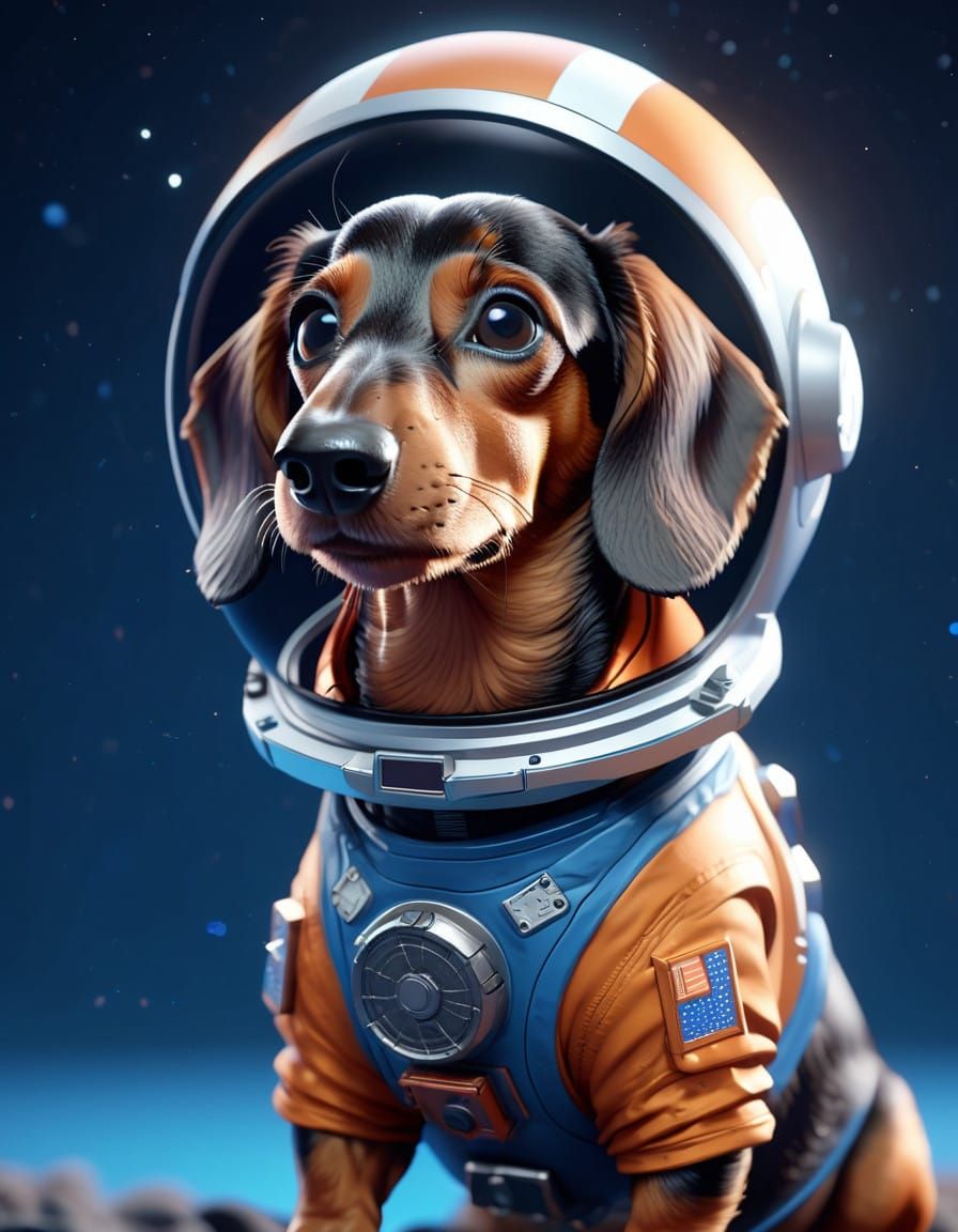 Surreal Dachshund Astronaut in Intricate Fantasy C... - AI Art