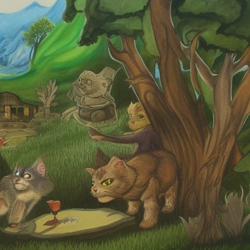 hobbit cats in hobbitton - AI Generated Artwork - NightCafe Creator