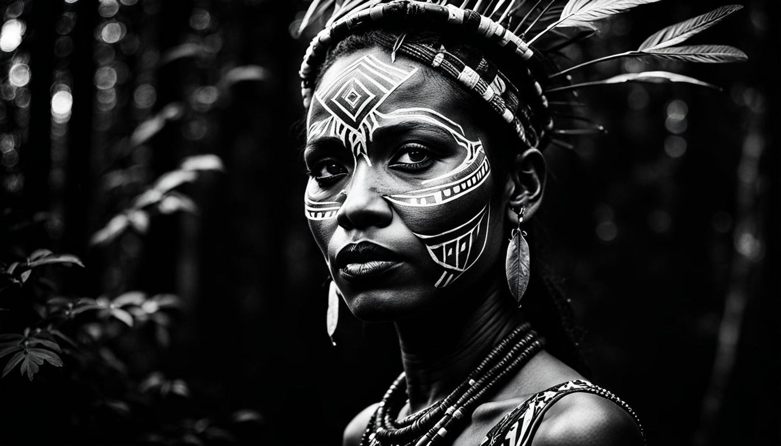 chiaroscuro style beautiful tribal Finish women portait, forest, high contrast, dramatic ...
