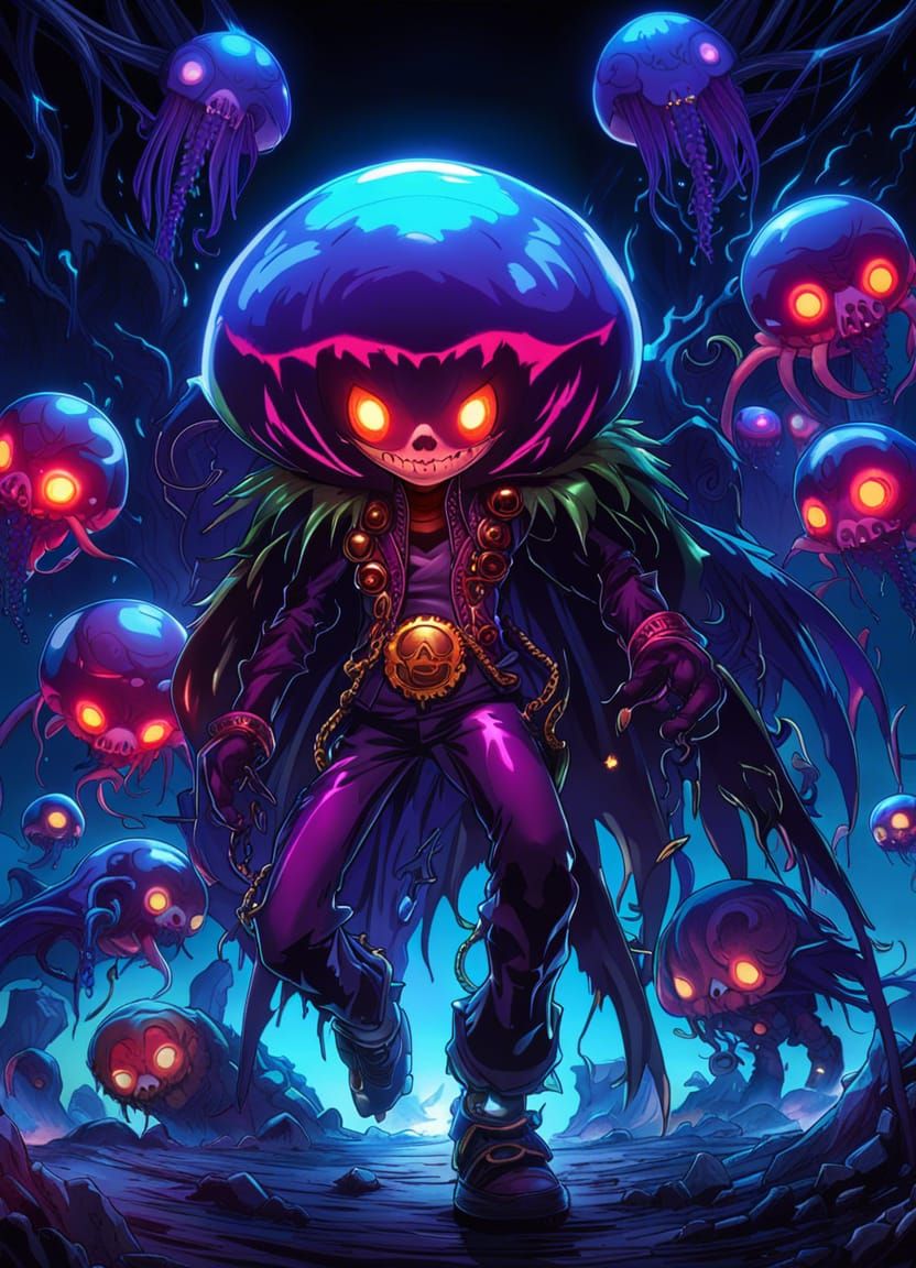 vampire, jellyfish, calavera, iridescence, luminous, devolving, sloth ...