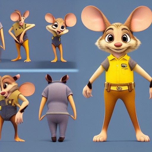 an anthropomorphic mouse in the style of Zootopia wearing a pare of ...