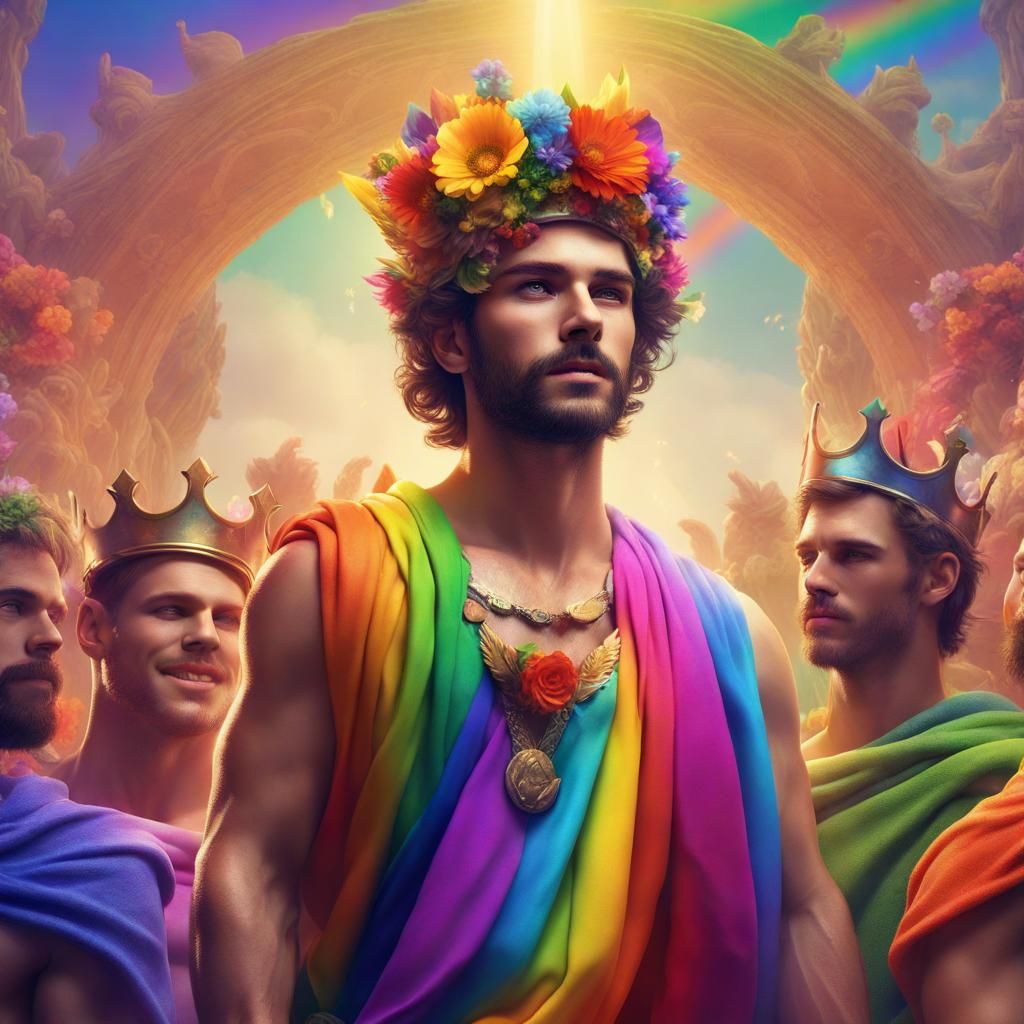 Pride King Surrounded by his Courtiers - AI Generated Artwork ...