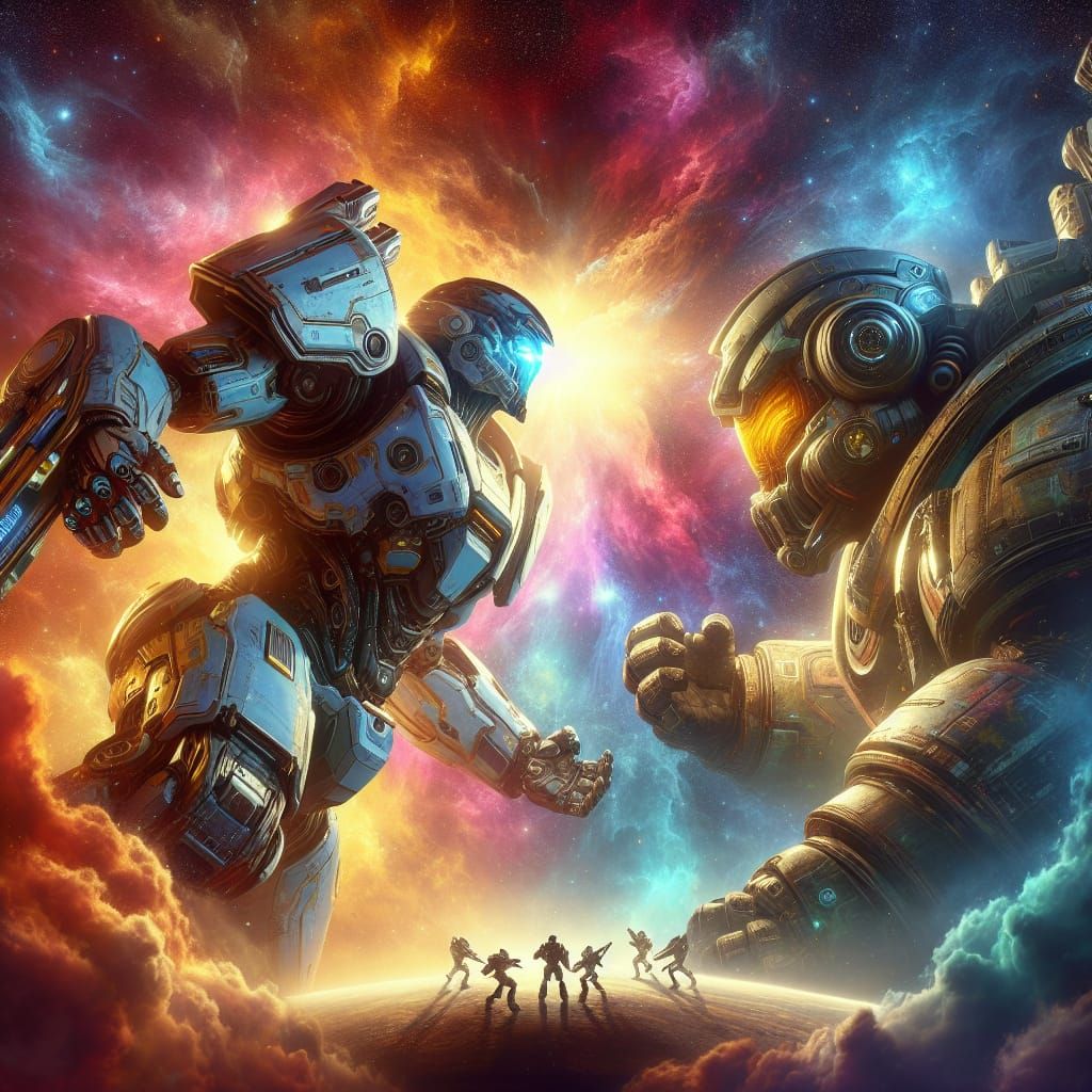 Epic Giant Halo and Cosmic Mecha Battle - AI Generated Artwork ...