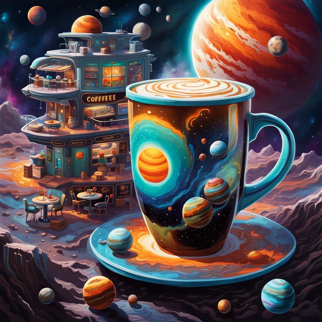 Outer space coffee shop - AI Generated Artwork - NightCafe Creator