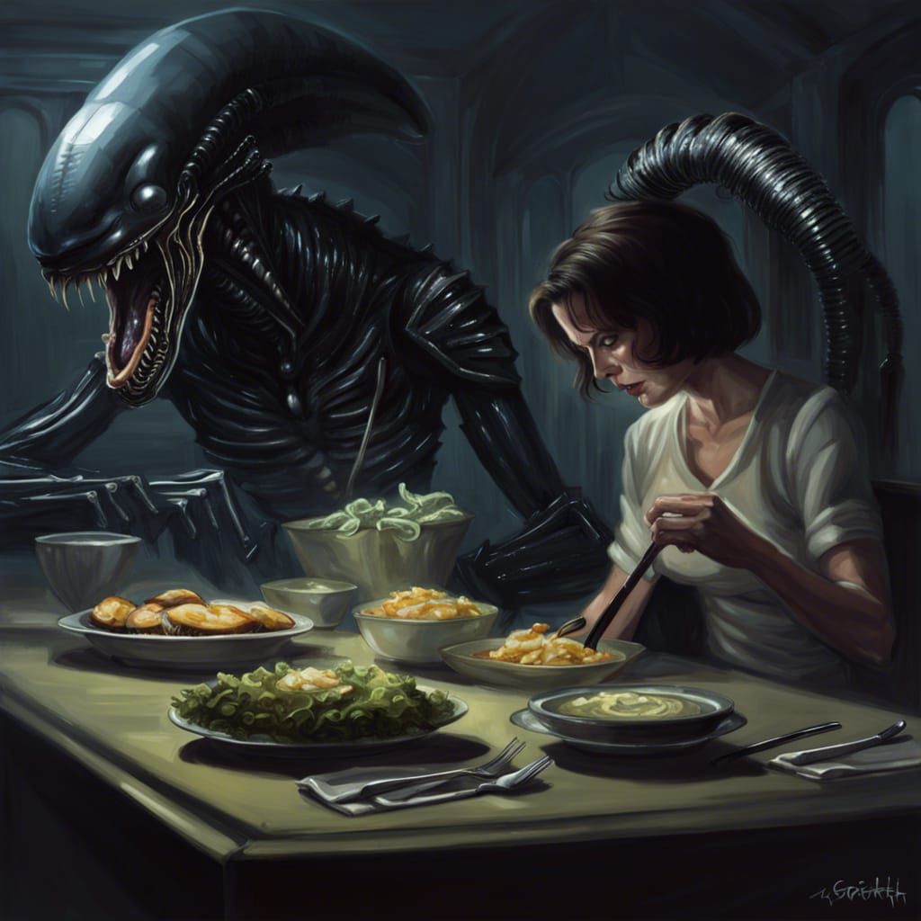 Xenomorph Family Time - AI Generated Artwork - NightCafe Creator