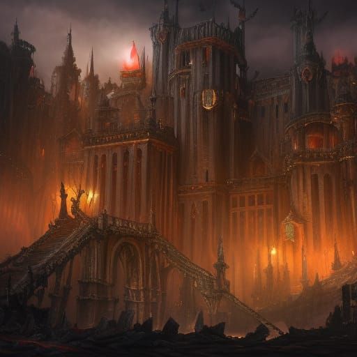castle in hell - AI Generated Artwork - NightCafe Creator