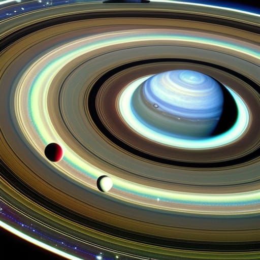 Planet with rings and moons. - AI Generated Artwork - NightCafe Creator