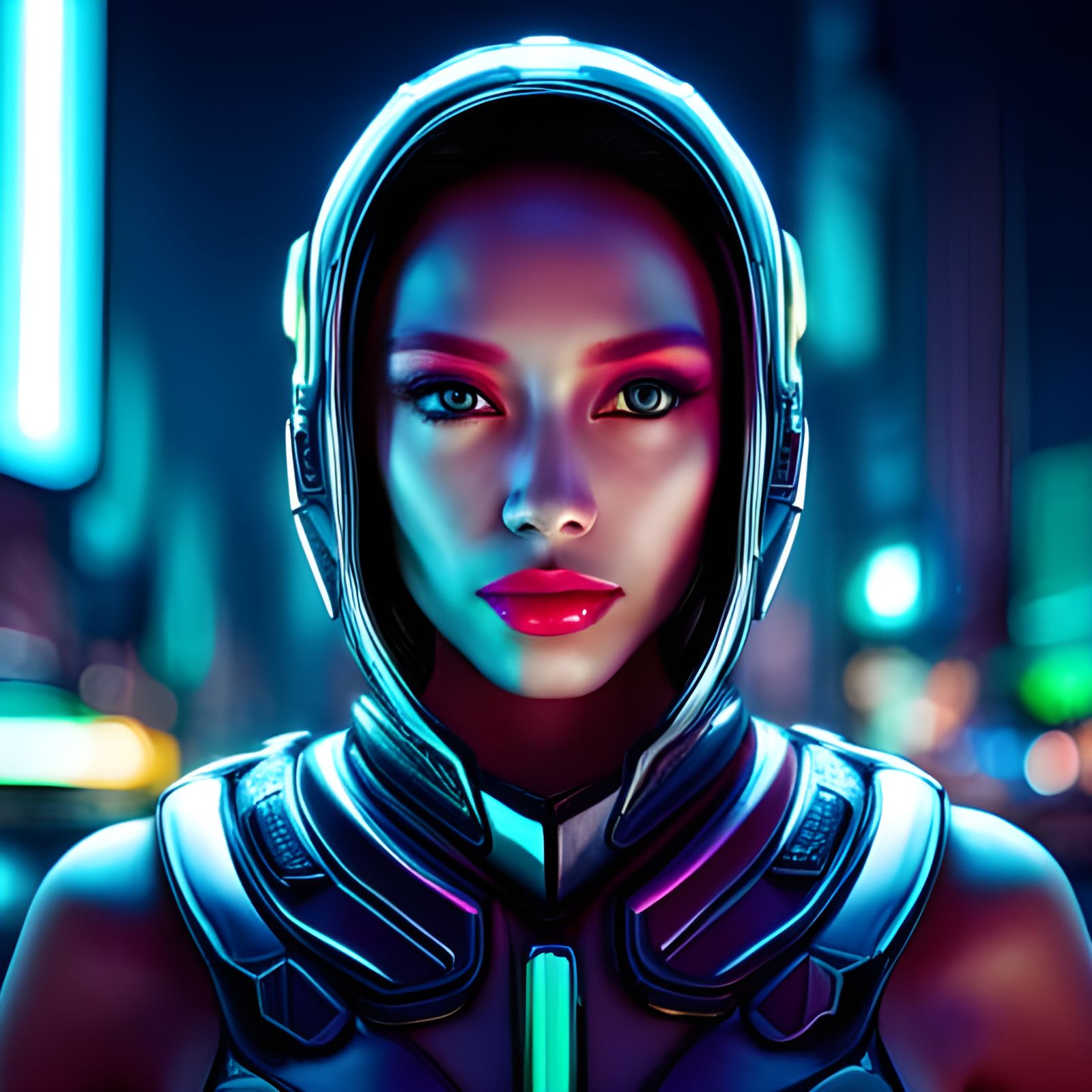 Portrait of a muslim cyborg woman rebel - AI Generated Artwork ...