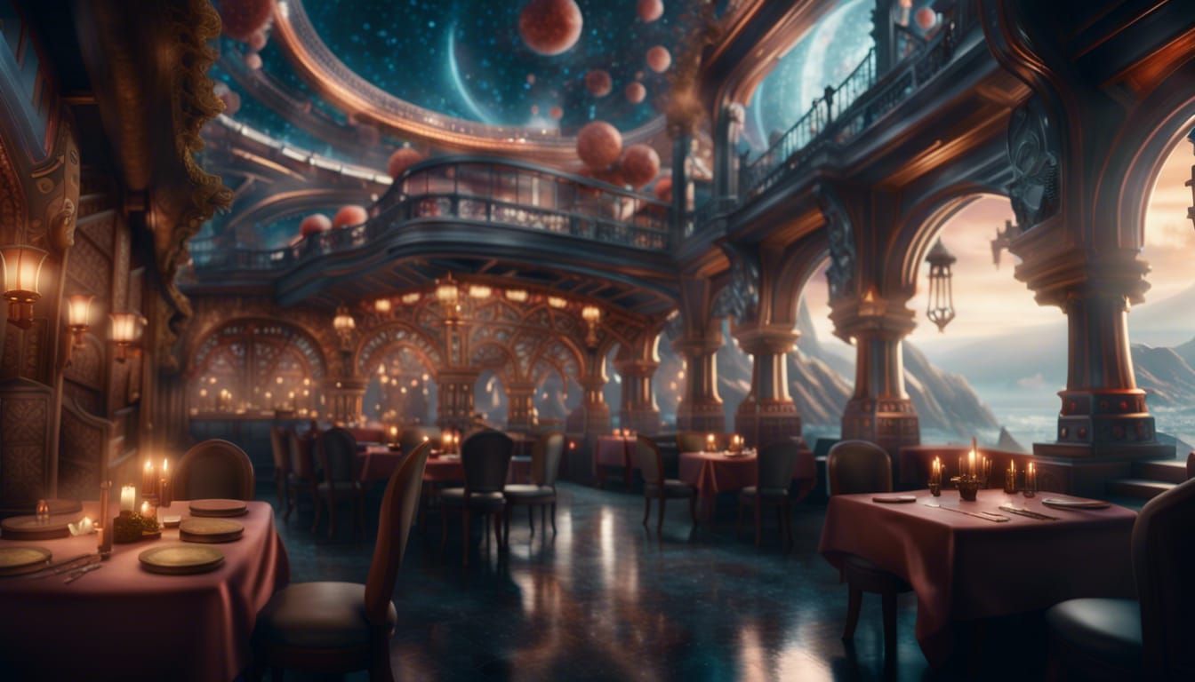 Cosmic Dining Room - AI Generated Artwork - NightCafe Creator