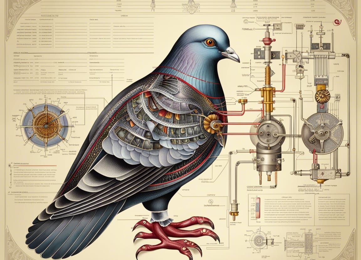 Spy pigeon, bio-concept - AI Generated Artwork - NightCafe Creator