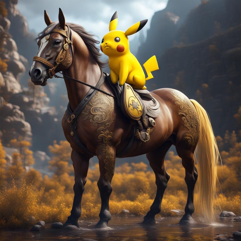 Pikachu Rides a Horse - AI Generated Artwork - NightCafe Creator