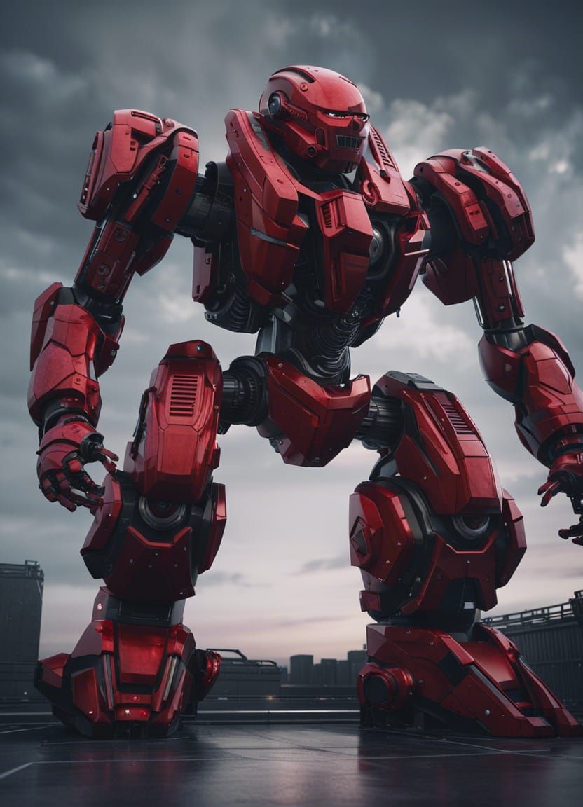 a giant red robot - AI Generated Artwork - NightCafe Creator