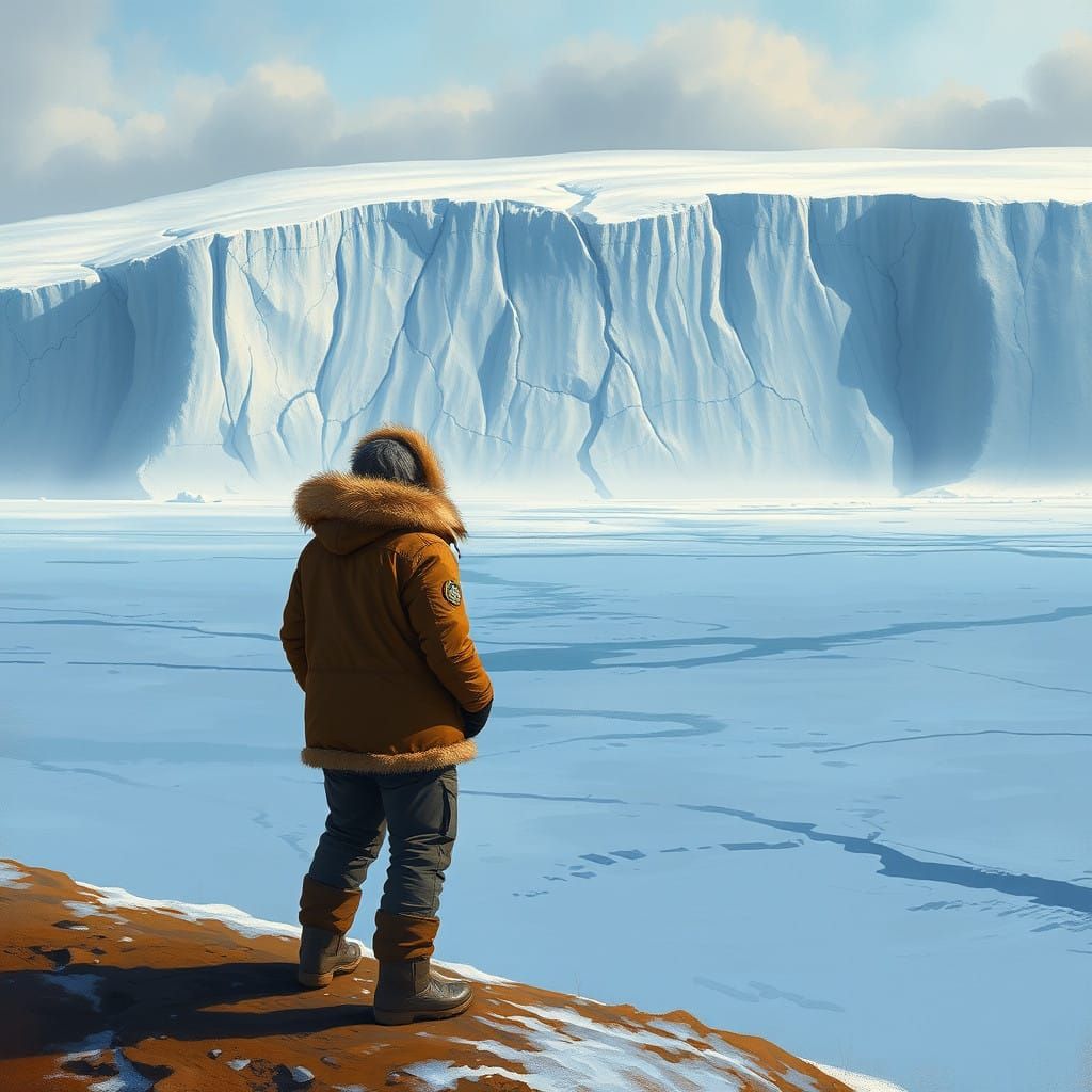 Fractured Wilderness: Vast Ice Sheet on Brink of C... - AI Art