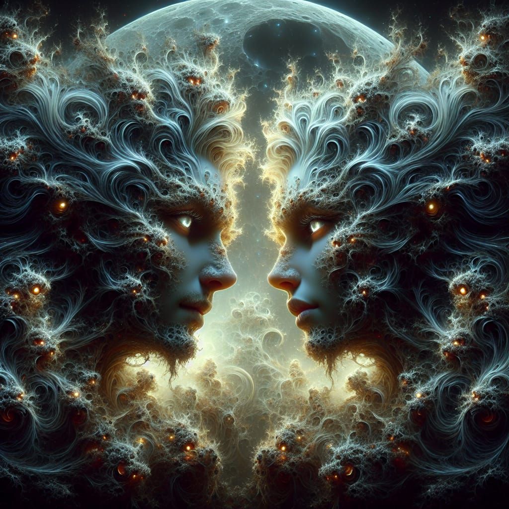 A surreal portrayal of a frightful romance visualized as a nocturnal ...