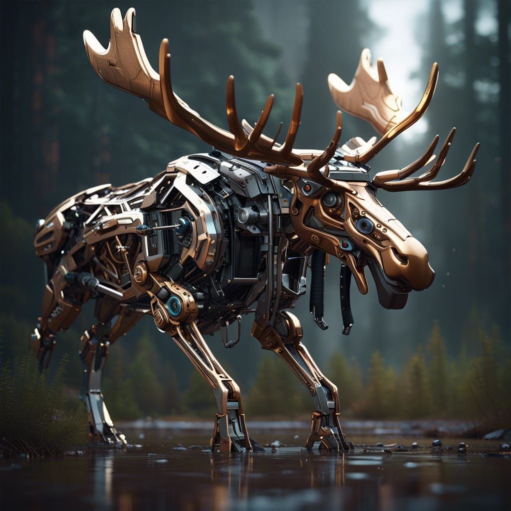 robotic moose elk - AI Generated Artwork - NightCafe Creator