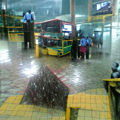 Heavy Rain at Bus Terminal - AI Generated Artwork - NightCafe Creator