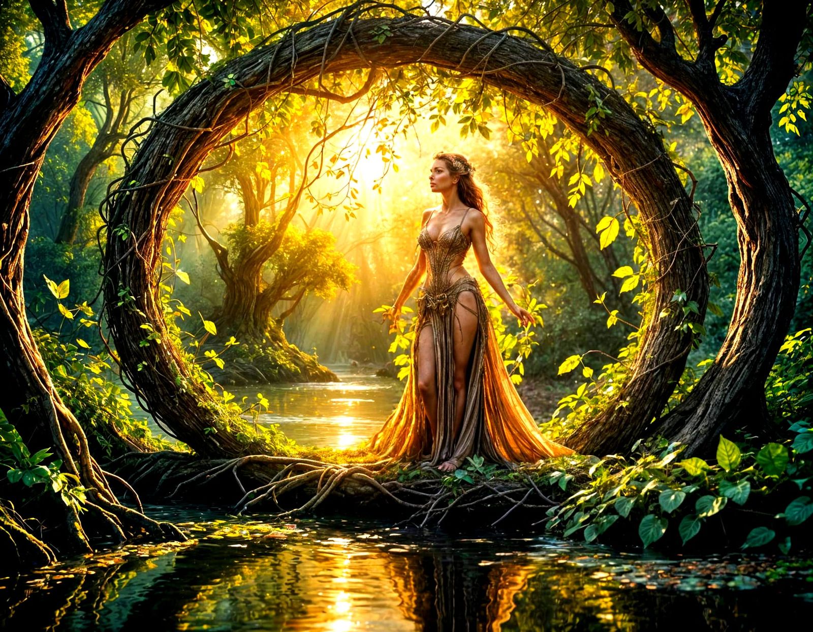 Ethereal Portal Opens Amidst Whimsical Forest Land... - AI Art