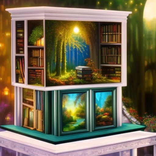Mystical Magical Bookcase - AI Generated Artwork - NightCafe Creator