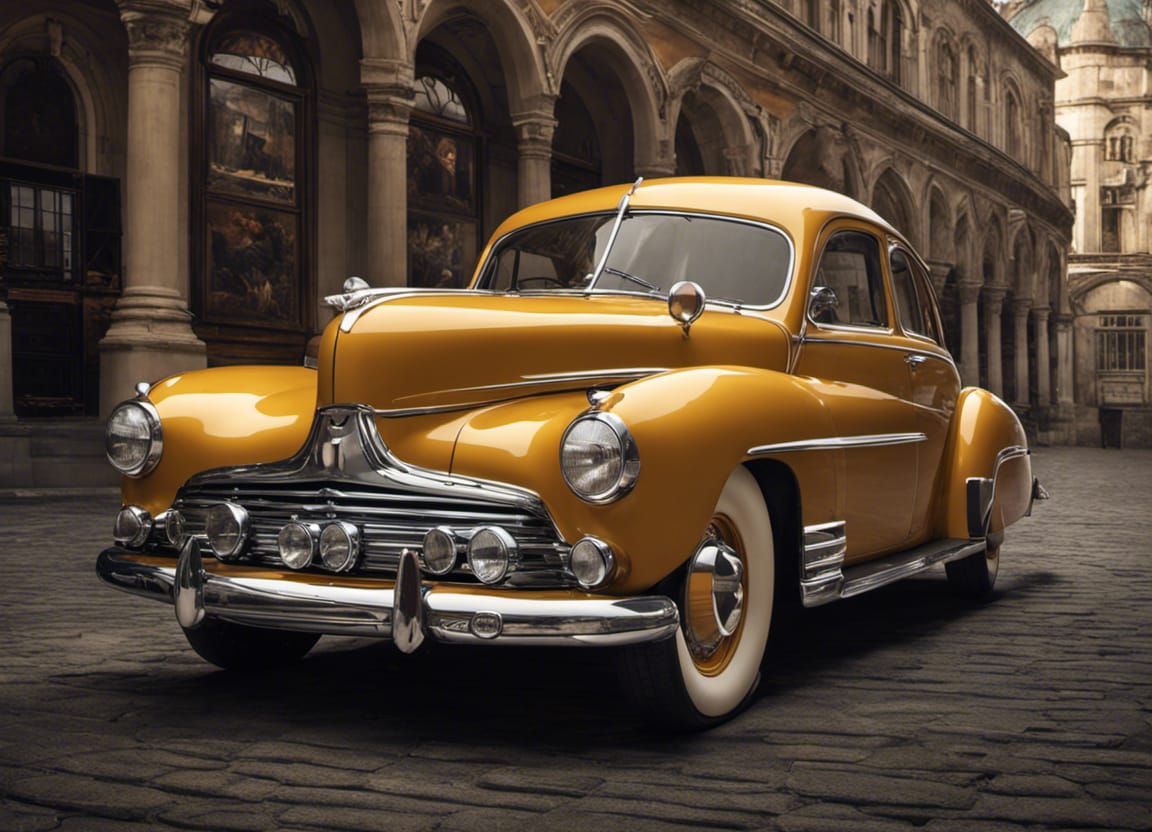 Oldtimer at castle - AI Generated Artwork - NightCafe Creator