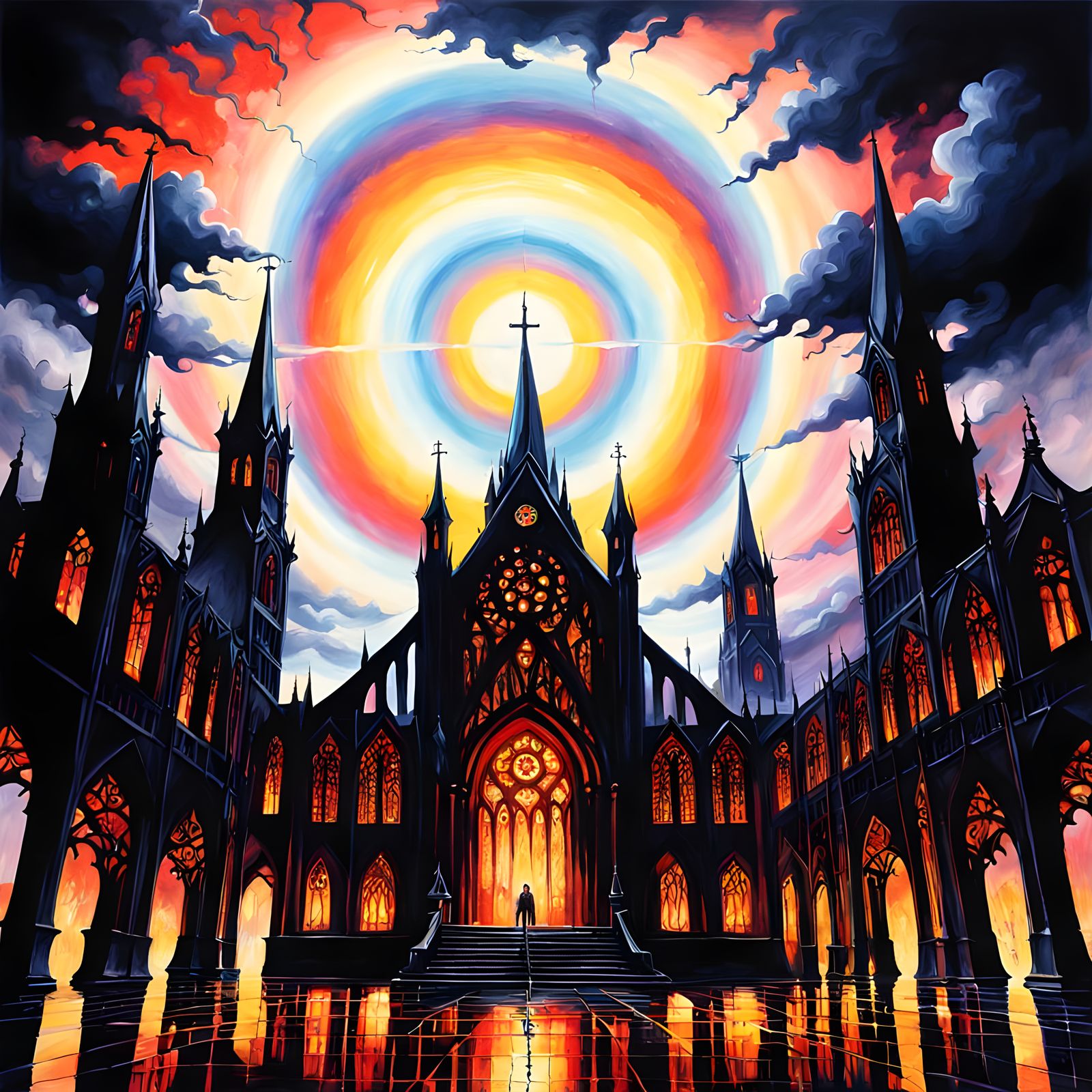 Ethereal Cathedral of Demons in Heavenly Sunshine - AI Art