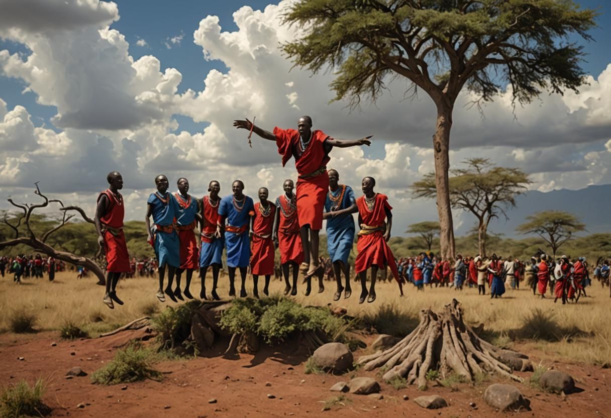 The Maasai: Adumu jumping Dance - AI Generated Artwork - NightCafe Creator