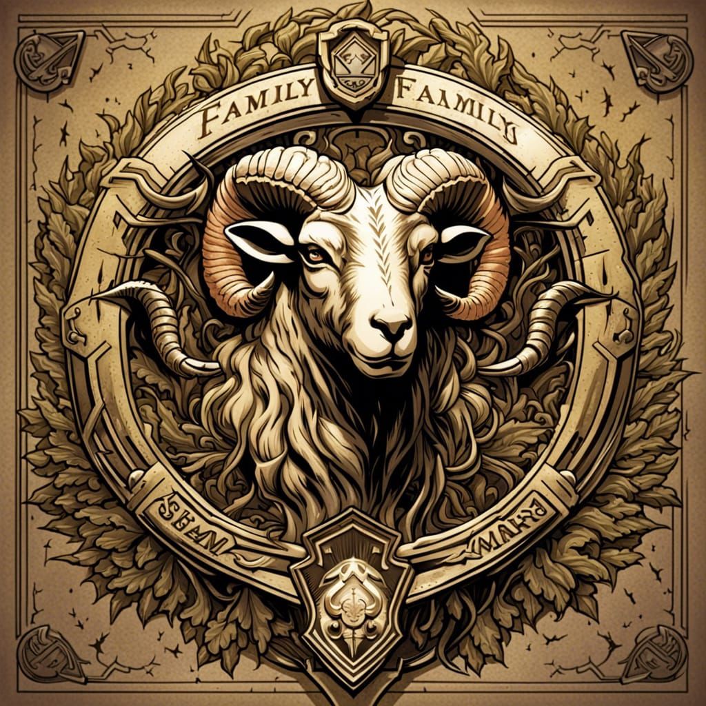 family crest with ram's head - AI Generated Artwork - NightCafe Creator