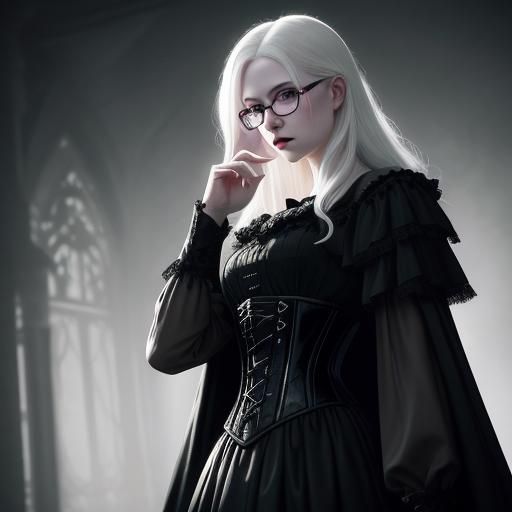 Ethereal Gothic Beauty in a Dark Fantasy Portrait - AI Art