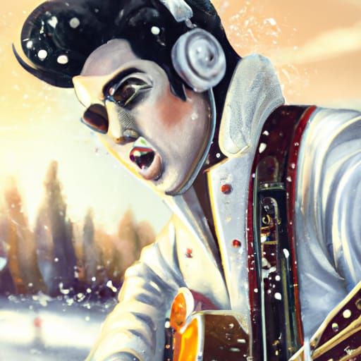 Elvis jamming in finnish liiteri in winter - AI Generated Artwork ...