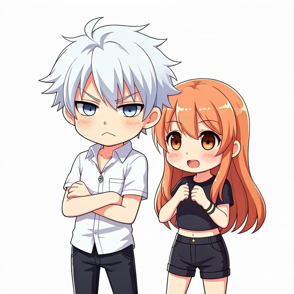 Atlas Talks - Anime Boy Scowls at Playful Anime Girl