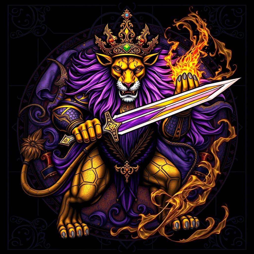 Leo Lion Gryffindor’s mascot wielding the sword of Gryffindor and a ...