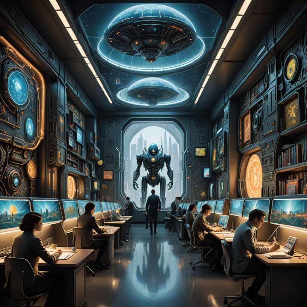 Students of the Future - Retro-Futuristic Students in a 2025...