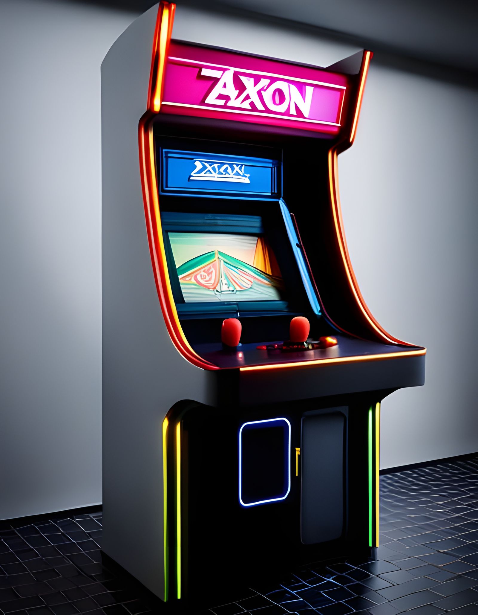 Zaxxon arcade game from the 1980's photorealism ambient occlusion ...
