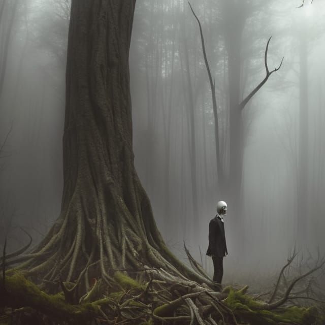 Slender shadows in the forest - AI Generated Artwork - NightCafe Creator