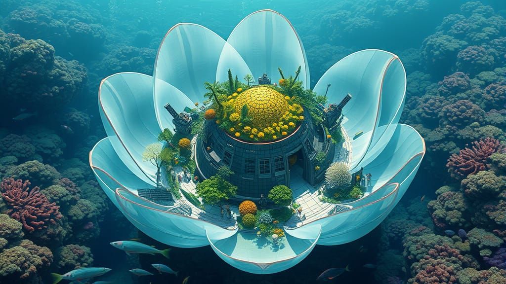 a lotus-shaped underwater habitat - Lotus Underwater Habitat...