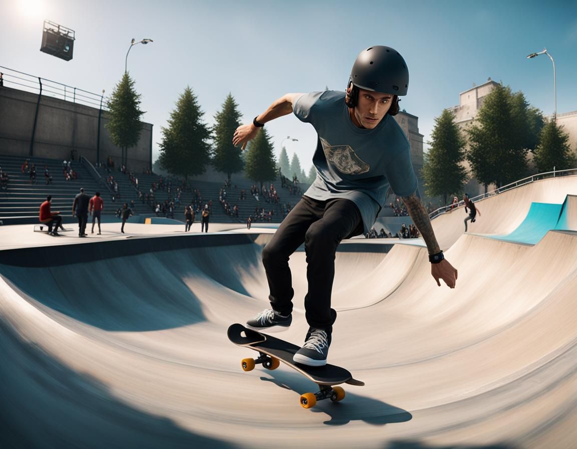 skater doing in a skatepark - AI Generated Artwork - NightCafe Creator